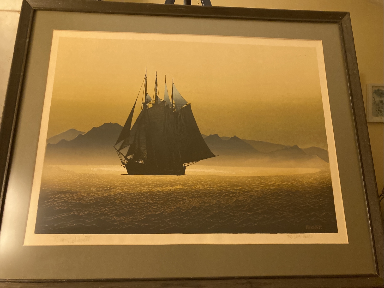 Elton Bennett Signed Vintage Original Art The Sea Road Artist’s Pencil ...