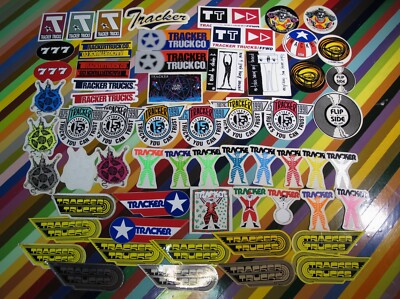 vtg 1980s Tracker Trucks Skateboard sticker - Trackerman, wings, logos ...