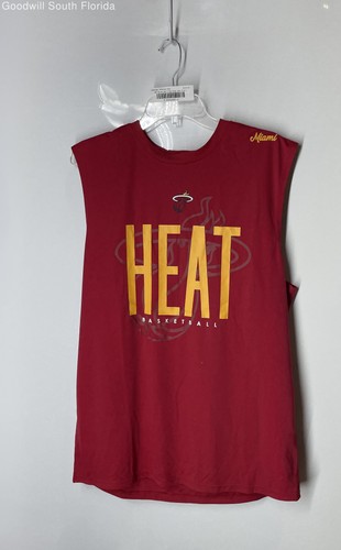 NBA Mens Red Miami Heat Sleeveless Crew Neck Basketball Jersey Size ...