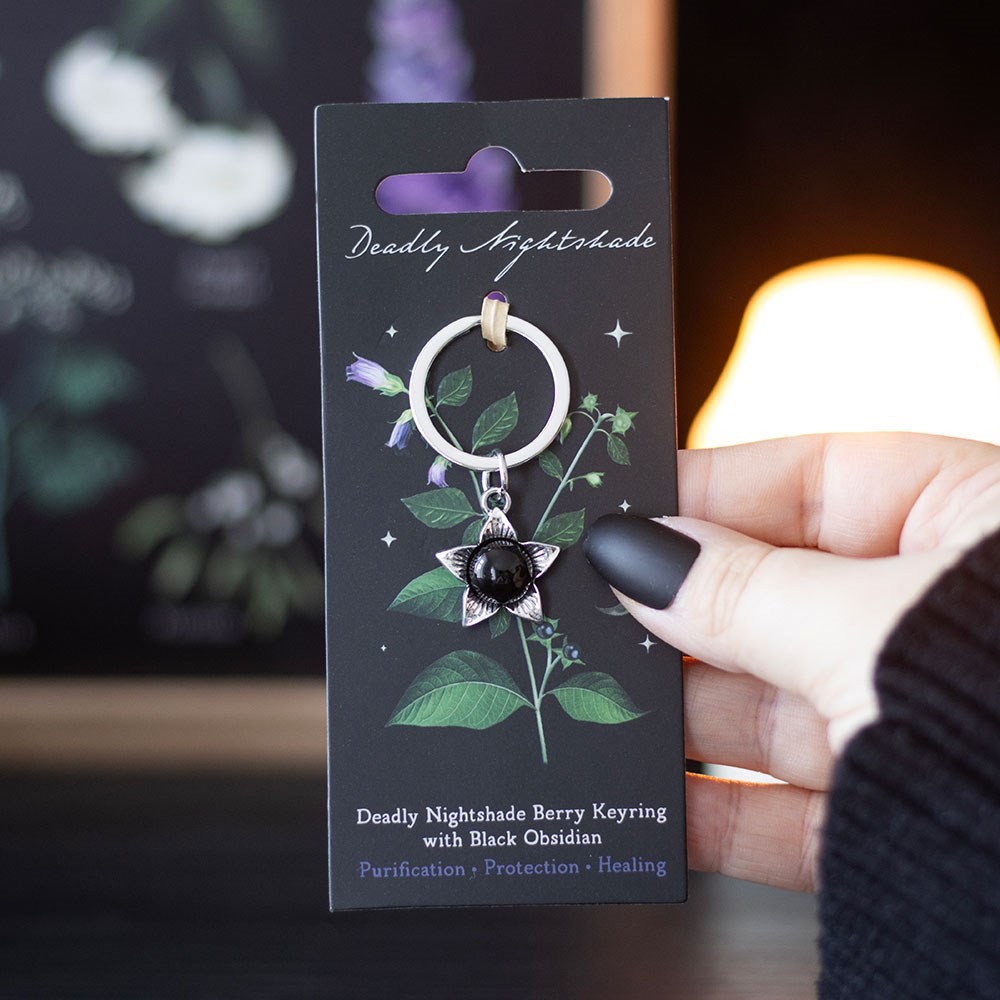 Deadly Nightshade Keyring with Black Obsidian | eBay