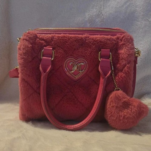 Juicy Couture Let's Get Cozy Hot Pink Fluffy Shoulder Handbag with ...