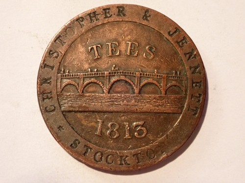 1813 GREAT BRITAIN PENNY TRADESMANS TOKEN CHRISTOPHER & JENNETT ...