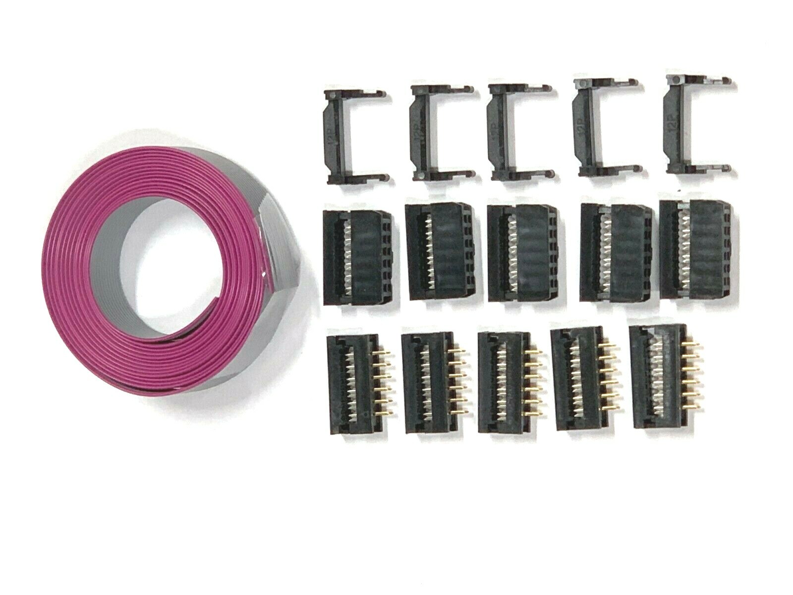Flat Cable 12 pins 12 Wires IDC Ribbon 6 ft. x 15mm Wide & 5 set IDC ...