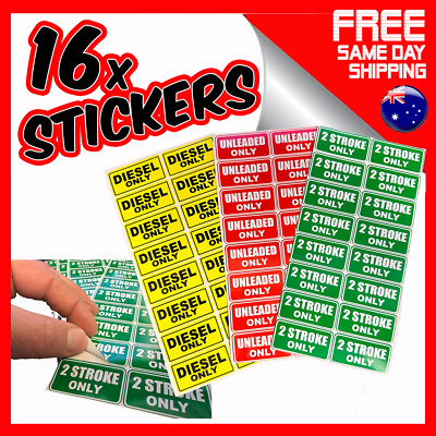 16 x Diesel 2 Stoke Unleaded 4 Fuel Petrol Jerry Can Cans Stickers ...