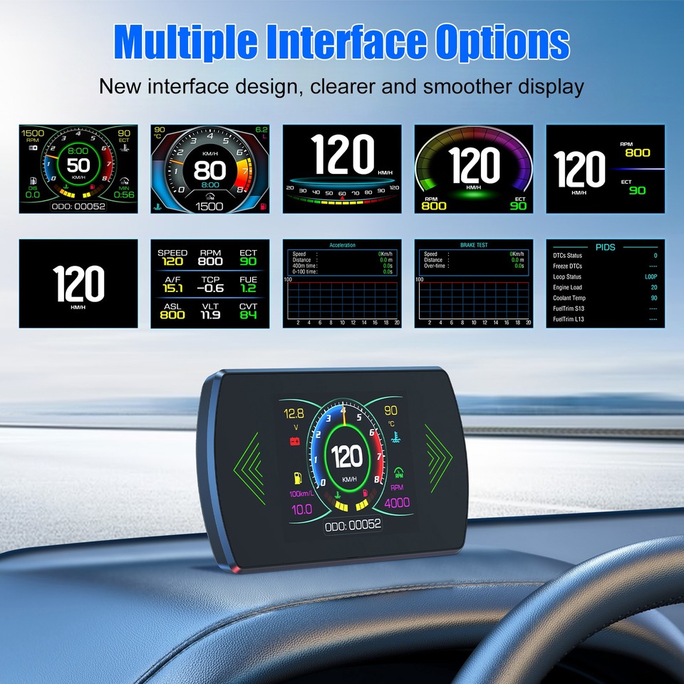 Universal OBD2 Digital LCD Speedometer MPH RPM Cars Odometer HUD Head ...