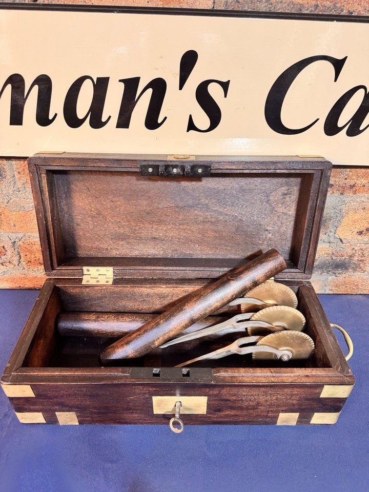 Antique Wooden Box Bookbinding Brass Roll finishing Gilding Tool Wheels ...