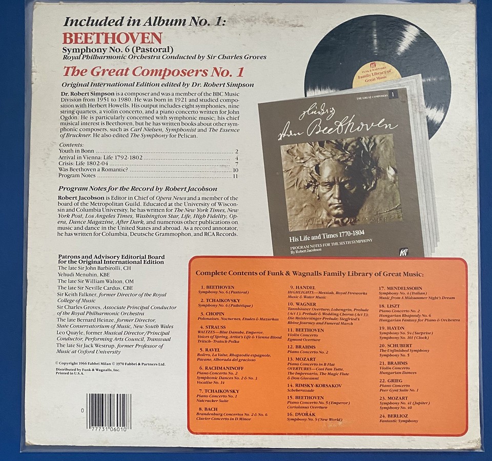 Beethoven – Symphony No.6 (Pastoral) 1984 12" LP Vinyl Record FW-601 ...