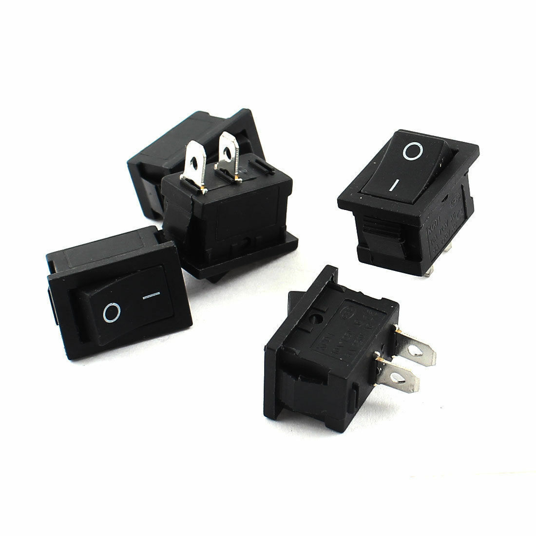 5x SPST On/Off Black Square I/O Rocker Mini 12V Switch for Automotive ...