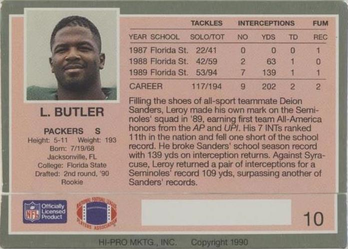 1990 Action Packed Rookie Update LeRoy Butler #10 for sale | eBay