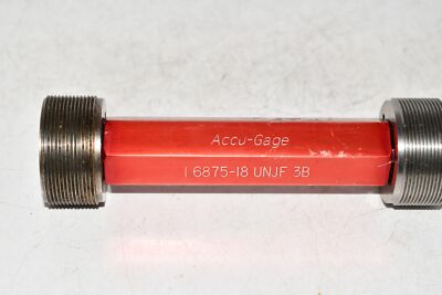 Accu-Gage 1.6875-18 UNJF-3B Thread Plug Gage Go Pd 1.6514 No Go 1.6563 ...