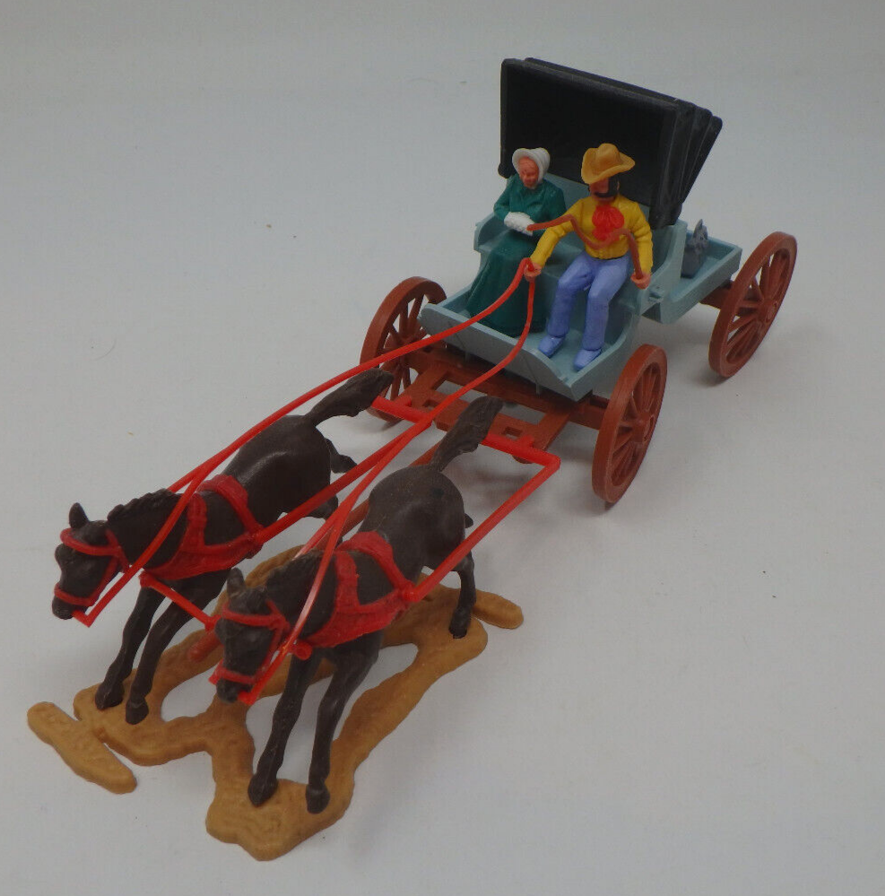 Series 3, Timpo Swoppet Western Buggy Dark Brown Horses & Red Livery ...