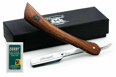 6" Men's Straight Cut Throat Barber Shaving Razor Wooden Handle ...