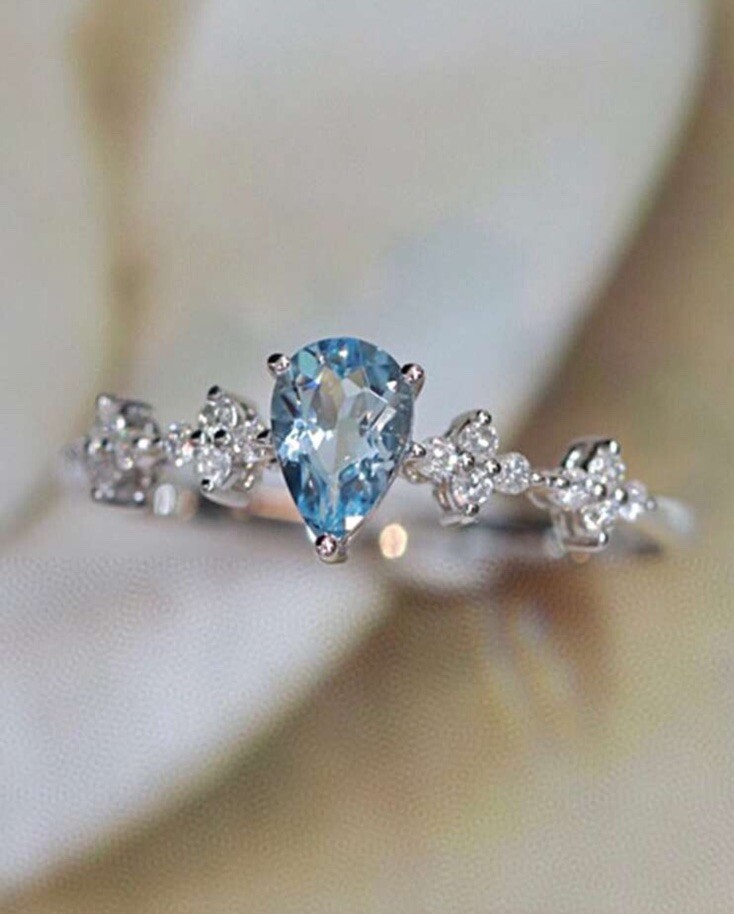 S925 Sterling Silver Blue Gemstone Setting Adjustable Ring | eBay
