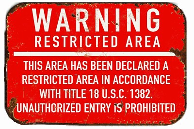 Warning Restricted Area All Metal Tin Sign 8x12 | eBay