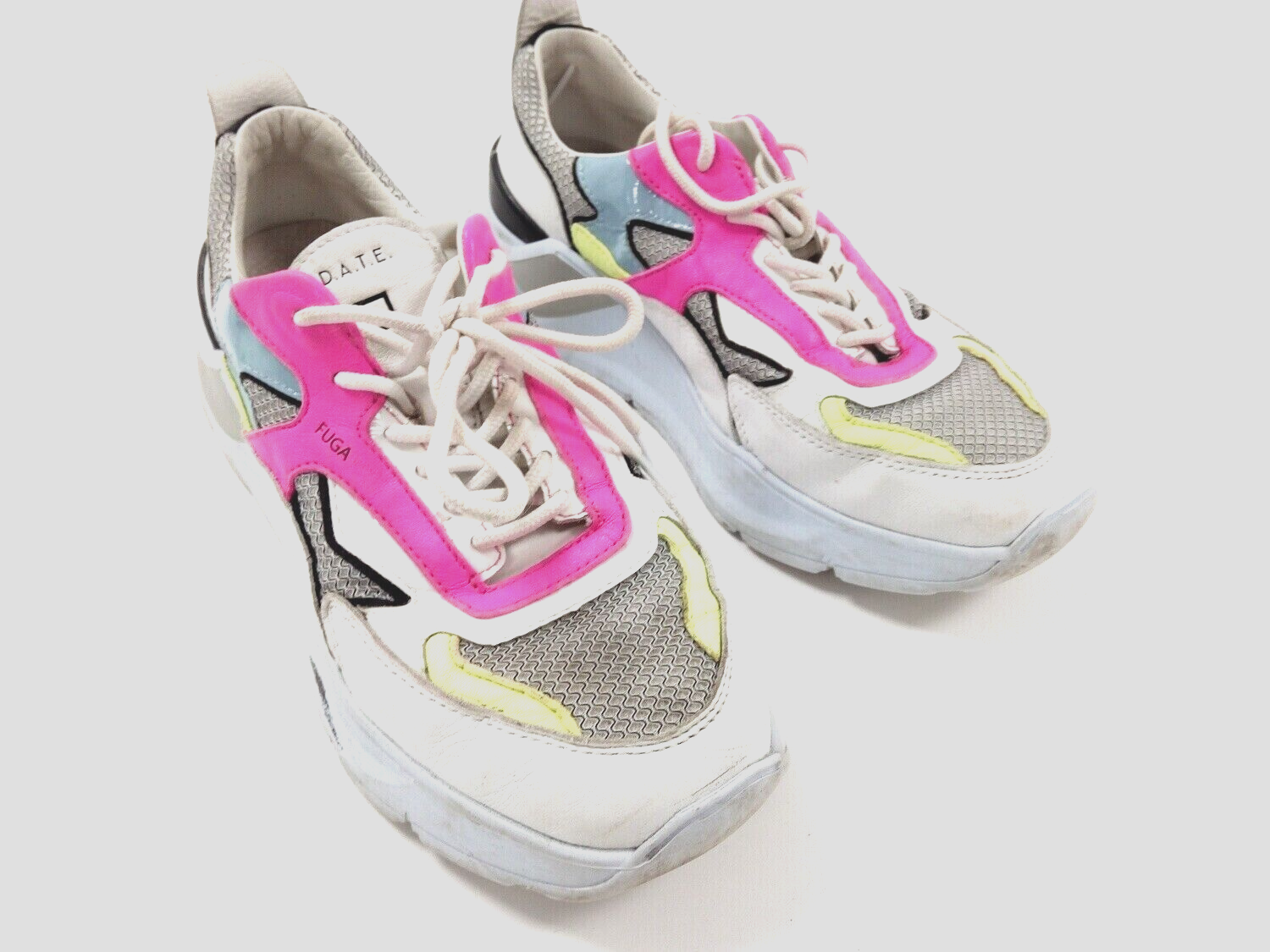 D.A.T.E. Fuga Trainers, Vibrant Pink, White & Neon Yellow, UK Size 6 ...