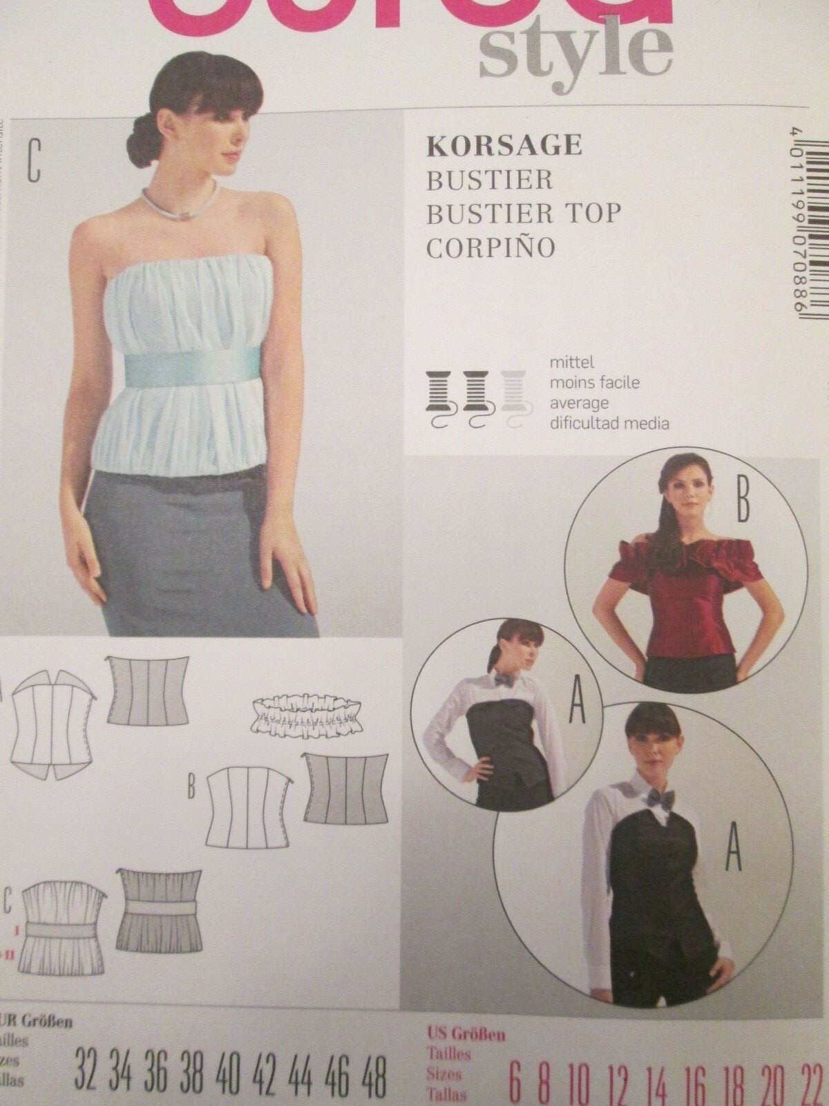Burda 7088 Bustiers Pattern 6-22 Boned Lined Style Variations Feminine ...