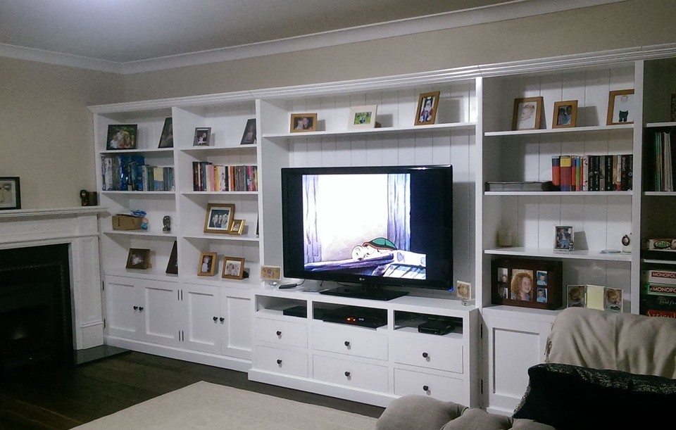 Five Dock Classic Integrated TV Wall Unit Bookshelf Storage Cabinet ...