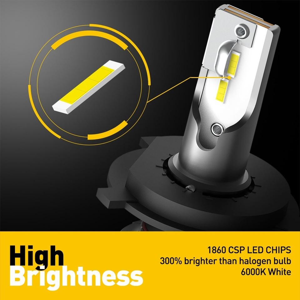 9003 LED Headlight H4 High Low Beam Bulbs Super White Lights 6000K High ...