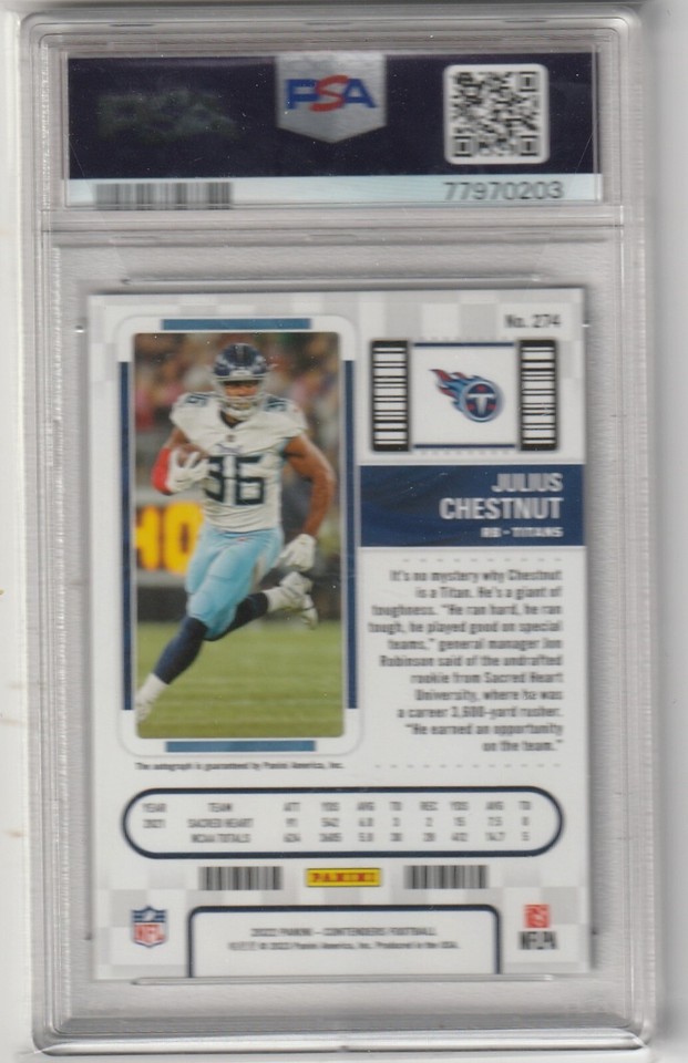 2022 Panini Contenders Julius Chestnut Super Bowl auto RC PSA 9 - 1/1 ...