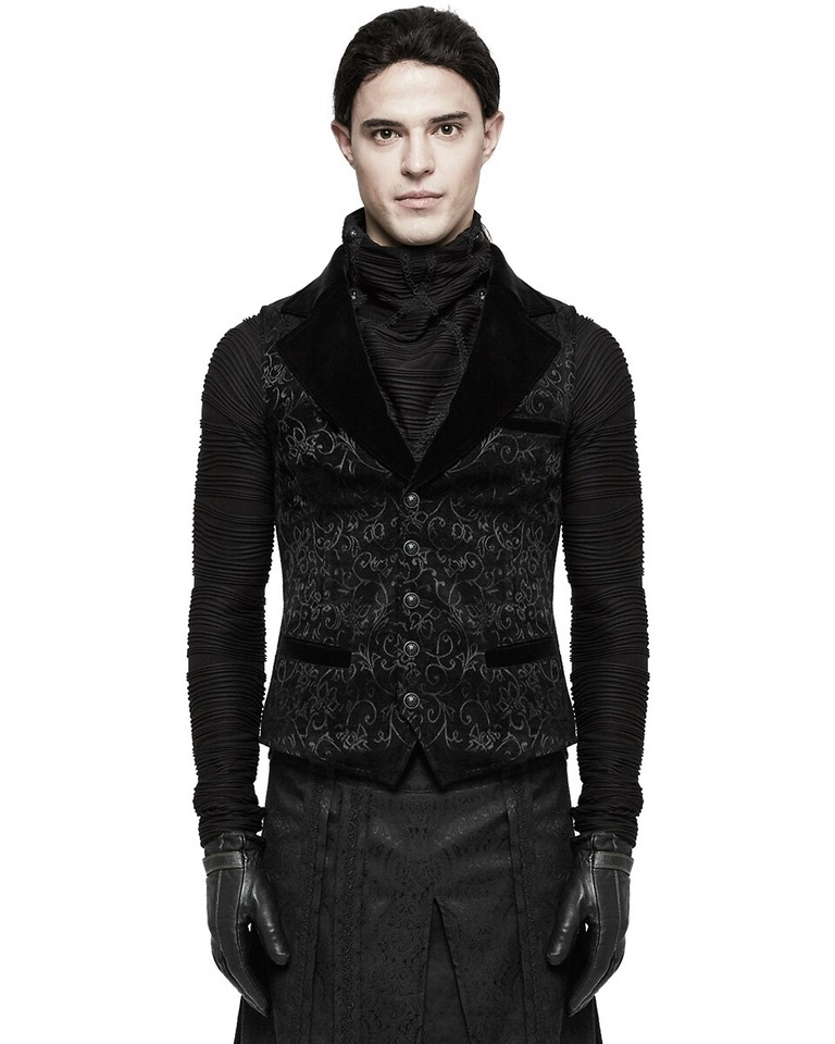 Punk Rave Mens Vest Waistcoat Black Jacquard Velvet Goth Steampunk ...