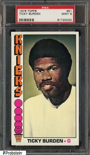 1976 Topps Basketball #51 Ticky Burden New York Knicks RC Rookie PSA 9 ...