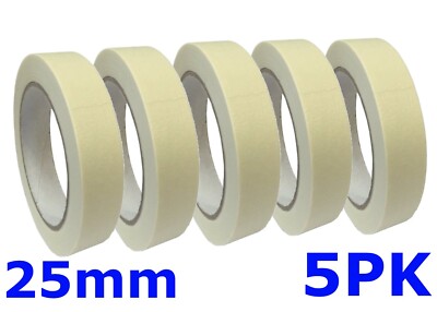 Masking Tape 25mm x 50M Decorators Mask Off Tape 1" Painters Tape (Pack ...