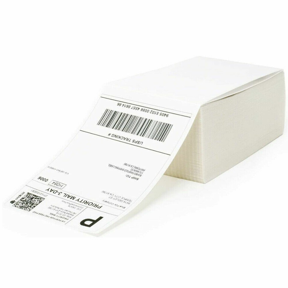 500 4" x 6" Fanfold Direct Thermal Shipping Labels for Zebra & Rollo ...