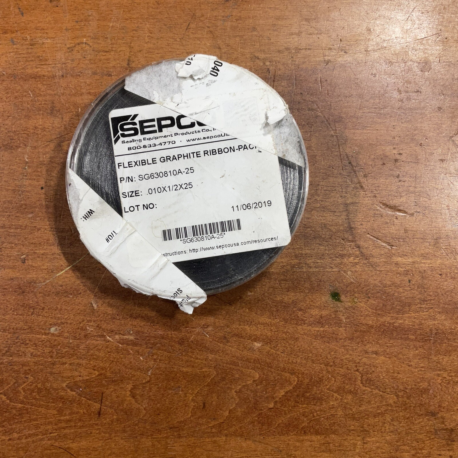 SEPCO SG630810A-25 Flexible Graphite Ribbon Packing .010X 1/2” X 25FT ...