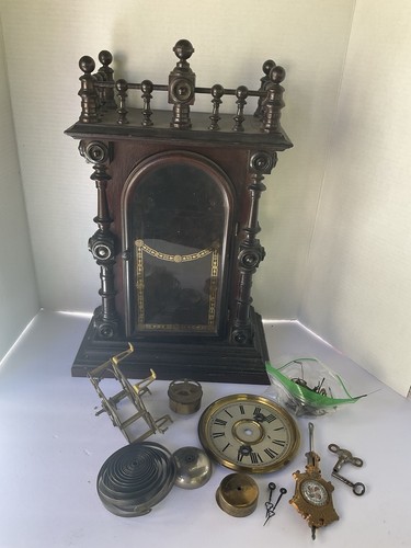 ANTIQUE GERSTER WELSH SPRING & CO.CLOCK CASE WITH MOVEMENT AS IS APART ...