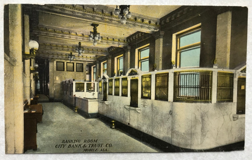 i1076 Postcard Banking Room City Bank & Trust Co Mobile Alabama ...
