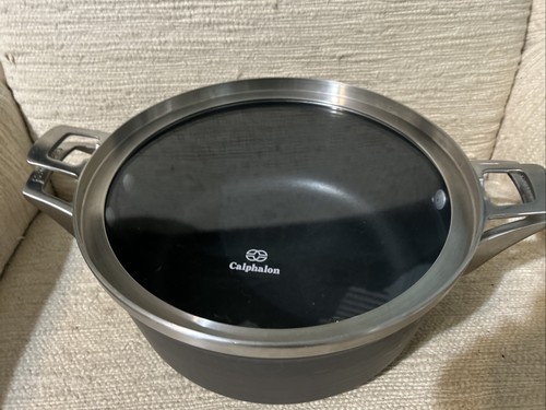Calphalon Space Saver Premier 8785 5Qt Stock Pot Pan w/ Glass Space ...