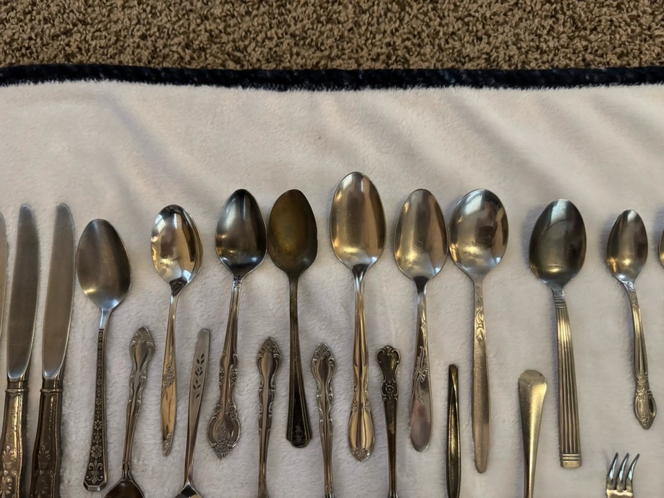 65 Pieces Vintage Silverware Lot Mixed Patterns Silver Plate For ...