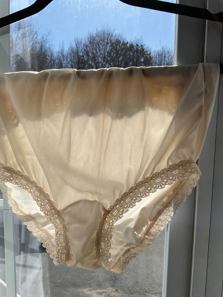 Olga Granny Panties Mushroom Gusset #873 3 Sheer Cotton Lace Sissy Size ...