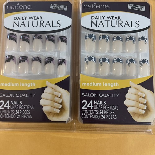 Nailene Daily Wear Natural Medium Length 24 Nails (lot Of 2) #22126 ...