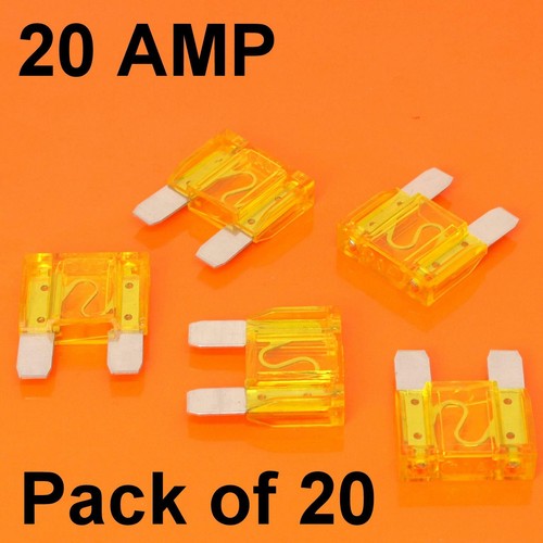 High Quality 20 x 20 Amp Maxi Blade Fuse Fuses Yellow 20A Car Van Bike ...