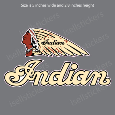 BM-12025 Indian Motorcycle Script Headdress Bike Car Bumper Sticker ...