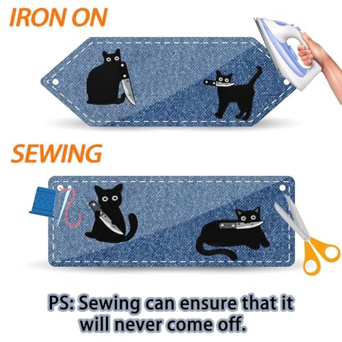 Iron On Patches, Cat with Knife Patches, Punk Funny Embroidered Badge Iron/Se... | eBay