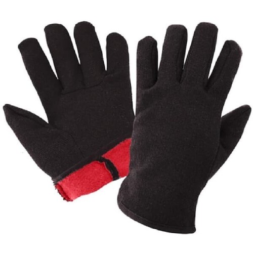 Red Fleece-Lined Brown Jersey Gloves, 2-Pair Value Pack NEW | eBay