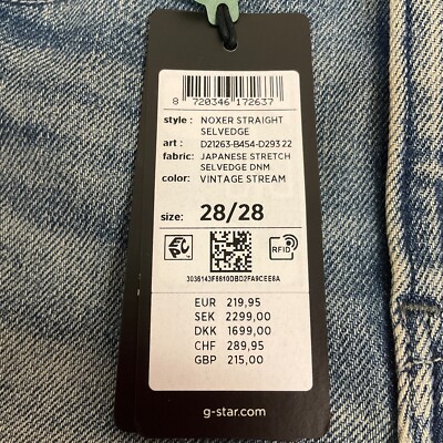 G Star Raw Denim Pants Mens Size 28X28 Blue Noxer Straight Selvedge | eBay