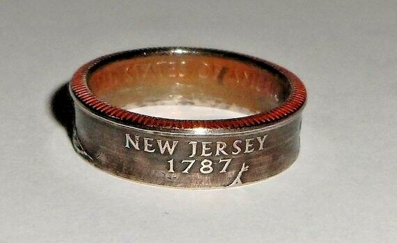 "Sealed" NEW JERSEY US STATE QUARTER handmade coin ring or pendant size ...