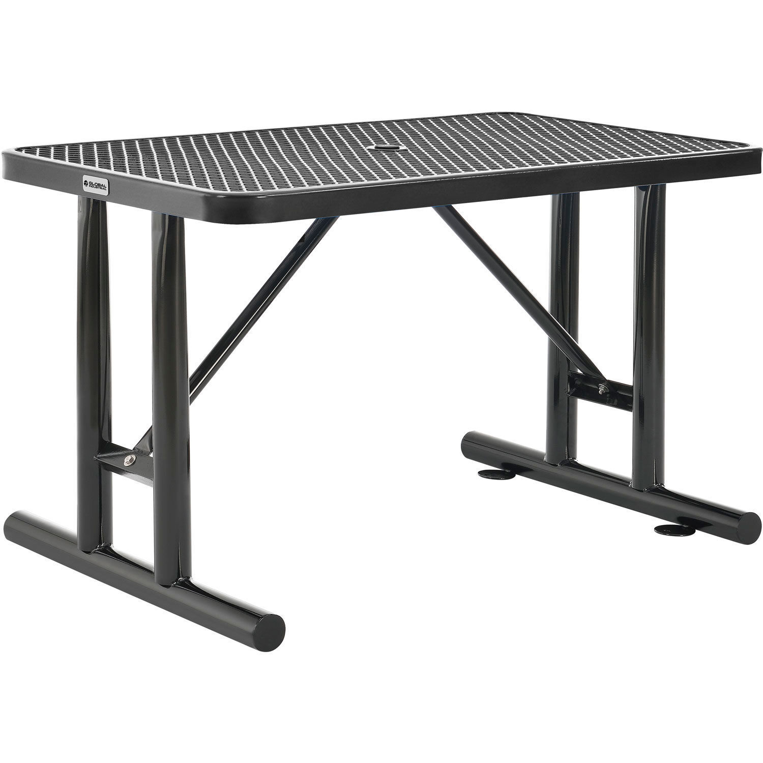 4' Rectangular Expanded Metal Outdoor Table Black | eBay