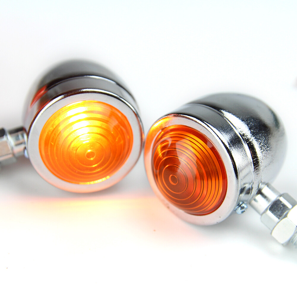 4X 12V Chrome Motorcycle Turn Signal Mini Bullet Blinker Amber ...
