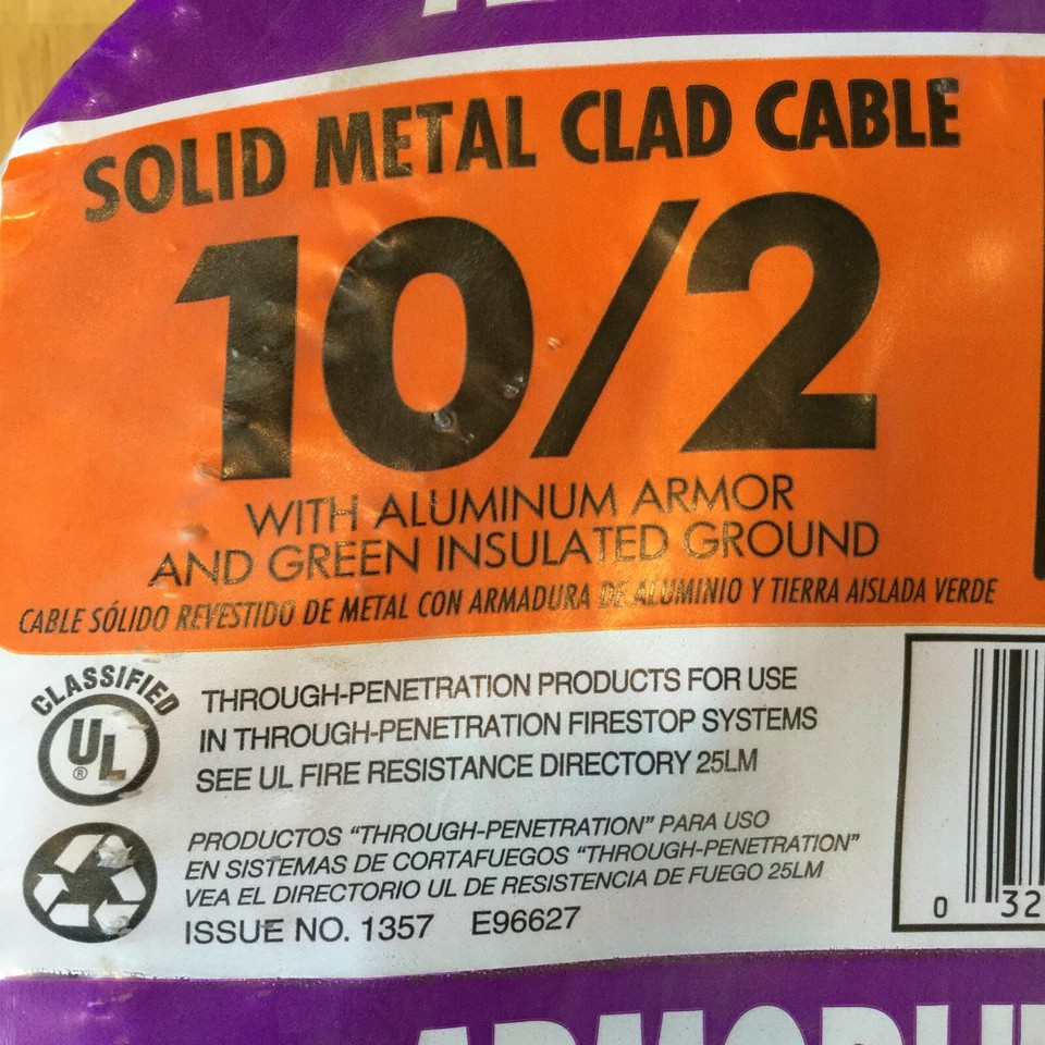 New 35,50,80ft 10/2 w/Ground THHN/THWN Copper Wire, Aluminum Armored MC ...