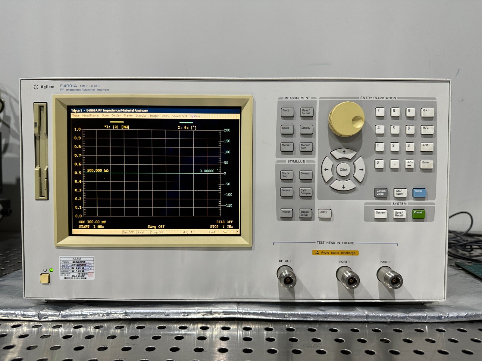 Agilent E4991A RF Impedance/Material Analyzer 1MHz-3GHz, OPT 001 002 ...