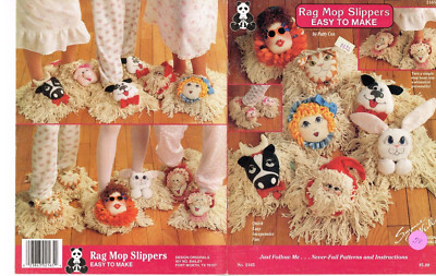 Pattern Booklet Rag Mop Slippers Santa Piggy Cat Dog Santa Cow 1990 ...