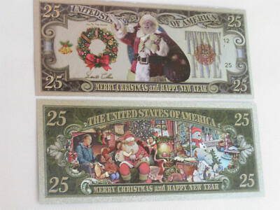 Santa Claus Christmas Banknote Holiday Coins Nickel Paper Money Hobo ...