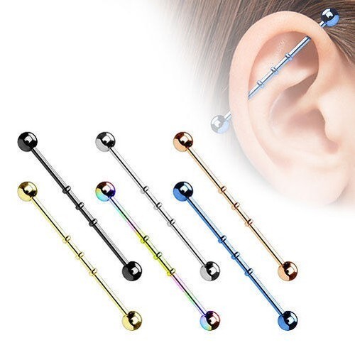 Industrial Piercing Dumbbell Ear Helix Cartilage Scaffold With Score | eBay