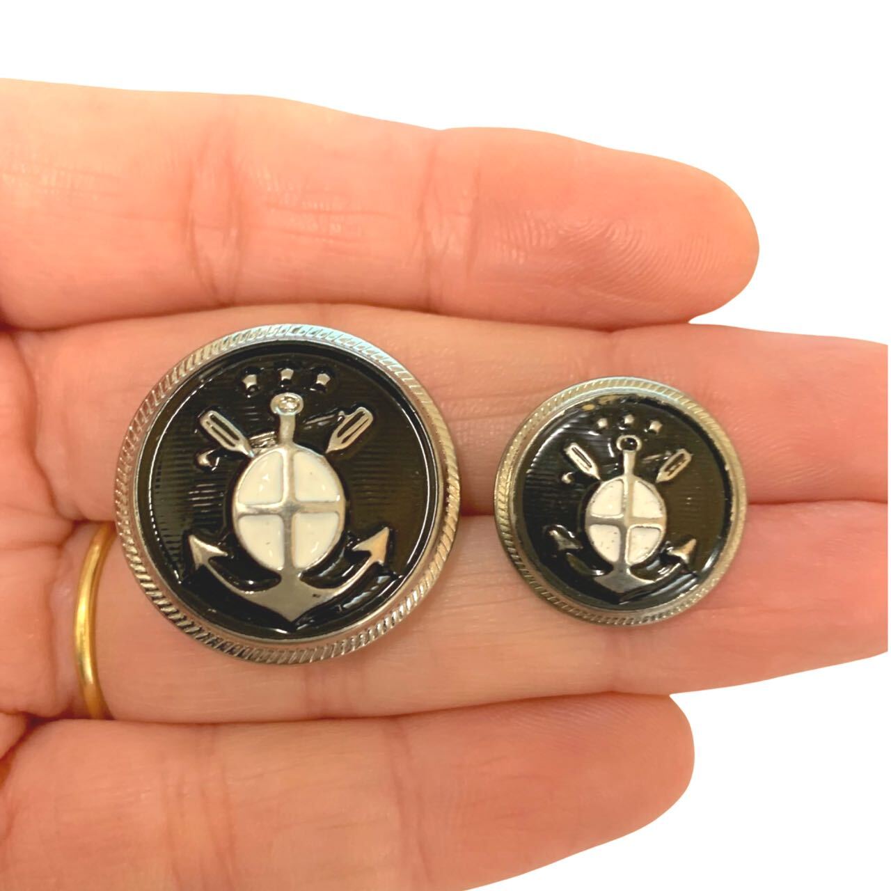 Military Navy Anchor Sewing buttons, Black & Silver Colour 25mm or 18mm ...
