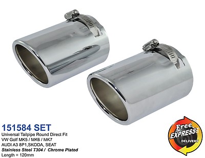 Exhaust tips tailpipes 3" for VW Golf 5 6 7 Touaran Scirocco SEAT Leon ...