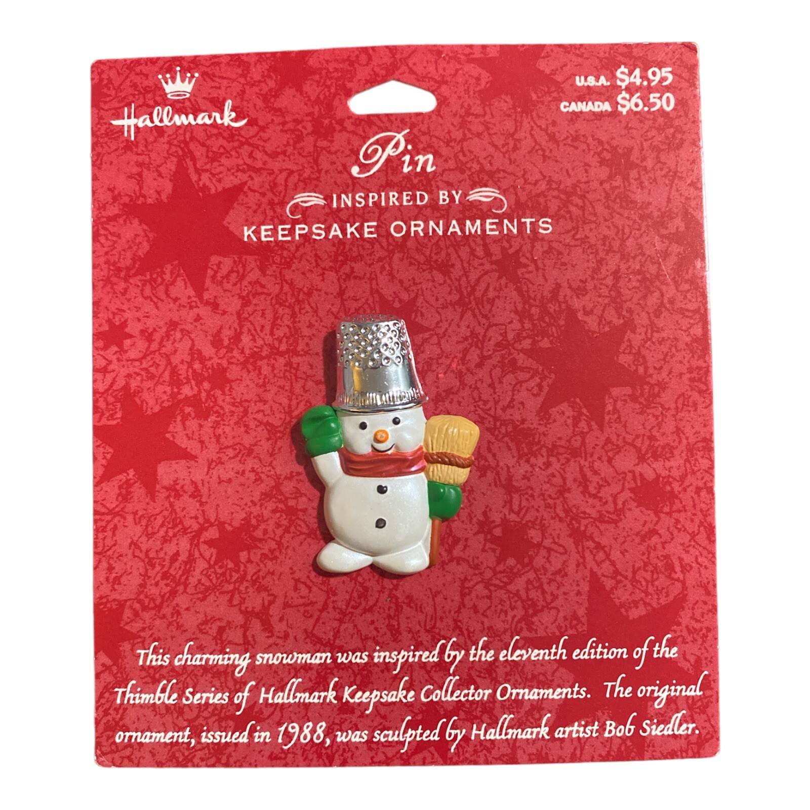 Hallmark Thimble Snowman Lapel Pin Inspired By 11th Edition 1988 ...